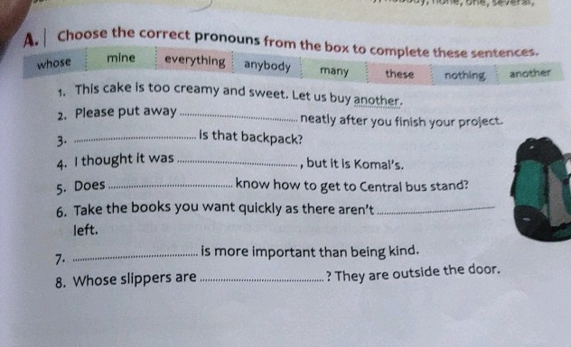 A Choose the correct pronouns from the box | StudyX