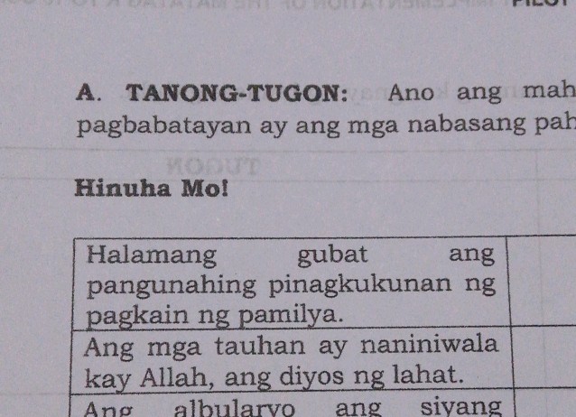 A TANONG-TUGON Ano ang mah pagbabatayan ay | StudyX