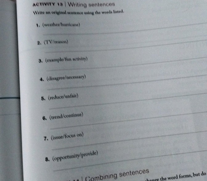 ACTIVITY 13 Writing sentencesWrite an | StudyX