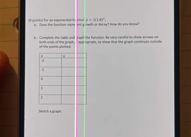(8 points) For an exponential function y