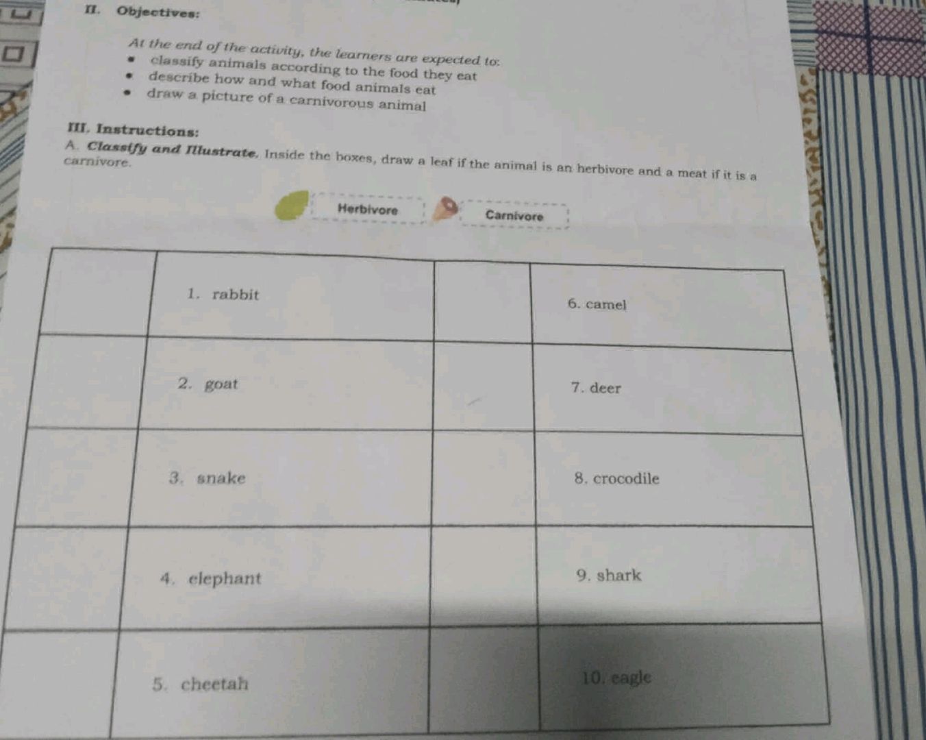 II Objectives At the end of the activity the | StudyX