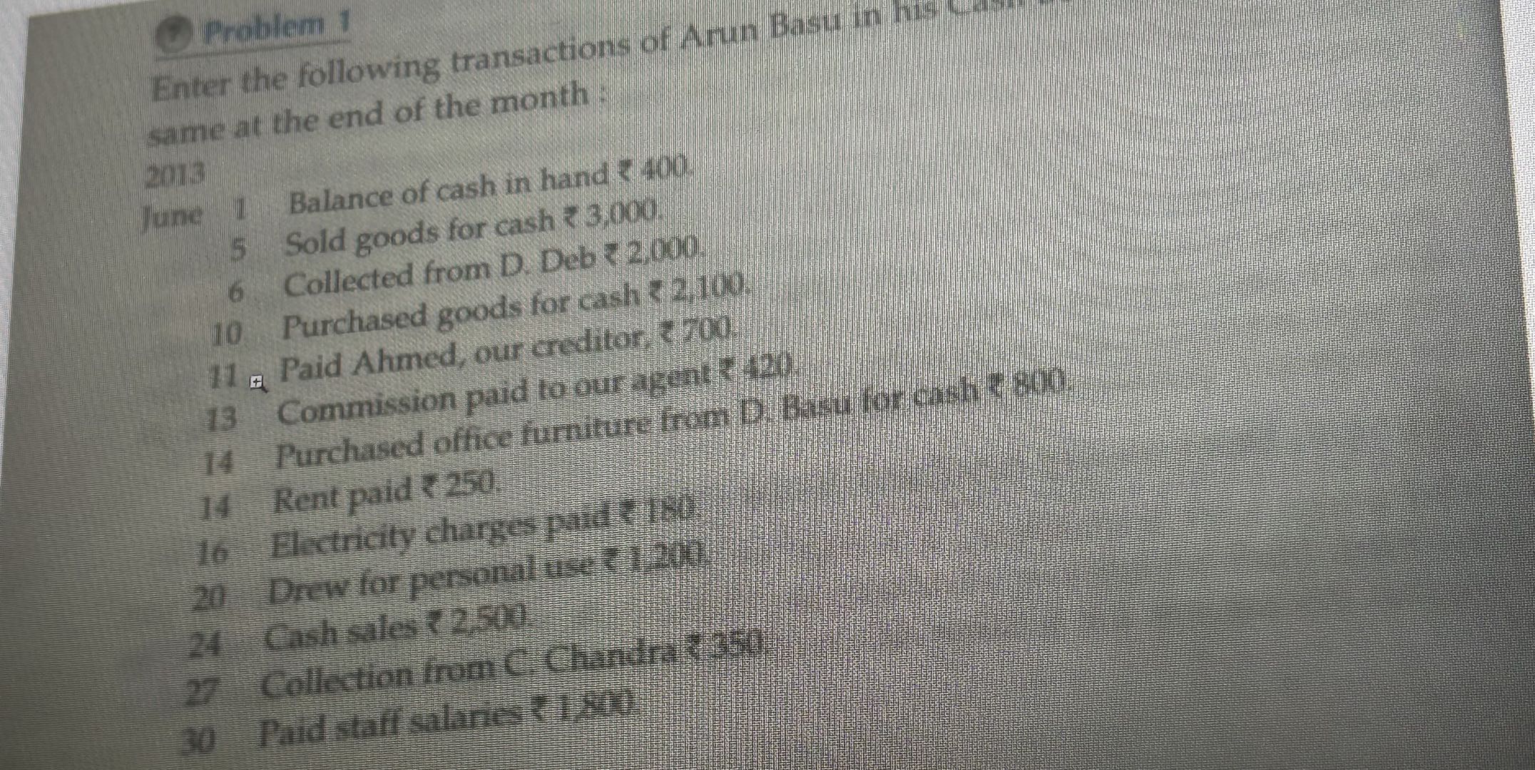 Problem 1 Enter the following transactions | StudyX
