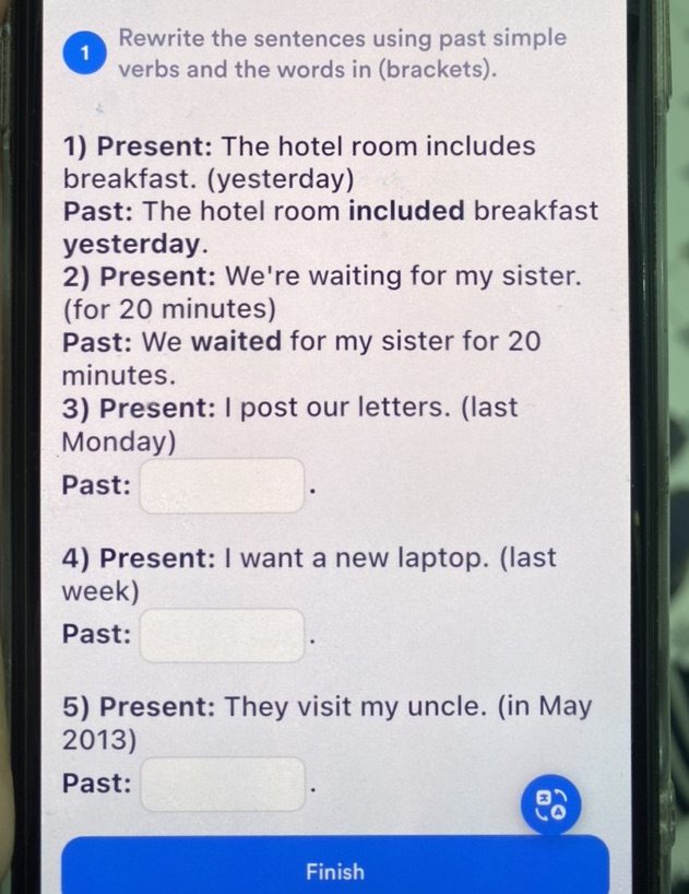 Rewrite the sentences using past simple | StudyX