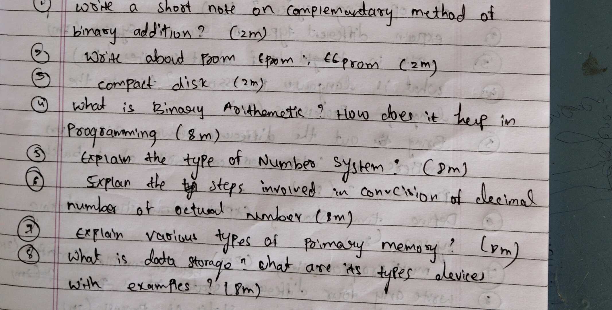 (4) Write a short note on complemantary | StudyX