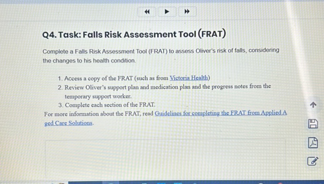 Q4 Task Falls Risk Assessment Tool (FRAT) | StudyX