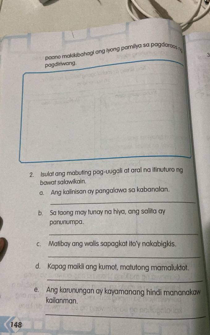 2 Isulat ang mabuting pag-uugali at aral na | StudyX