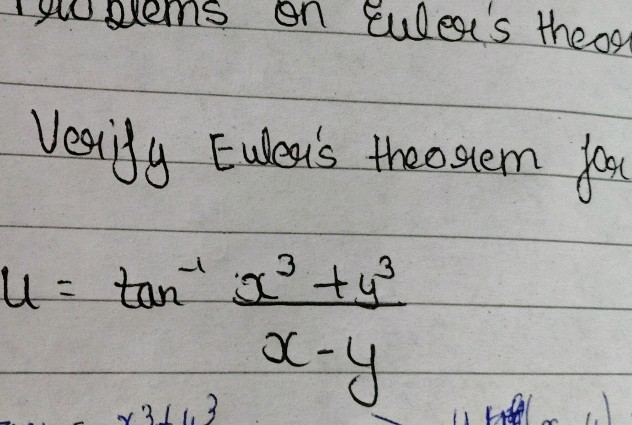 Verify Eulers theorem for (u = tan-1 | StudyX