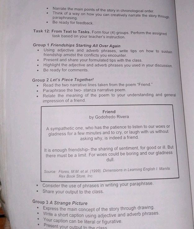 Narrate the main points of the story in
