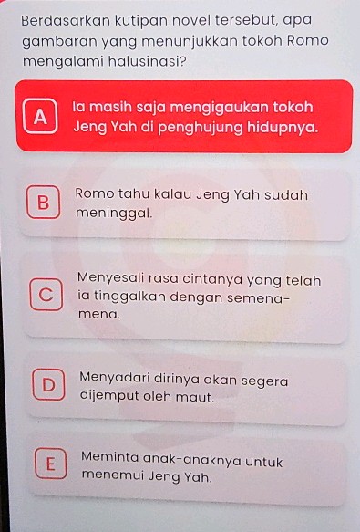 Berdasarkan kutipan novel tersebut apa | StudyX