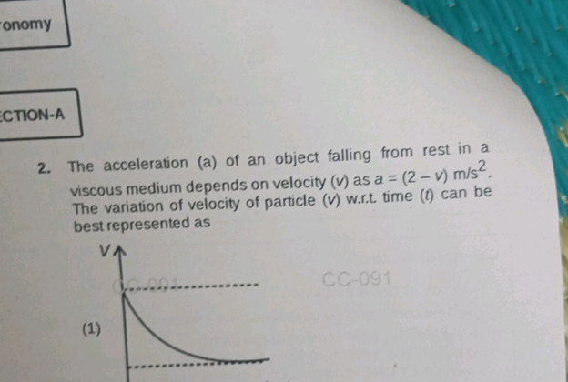 2 The acceleration (a) of an object falling | StudyX