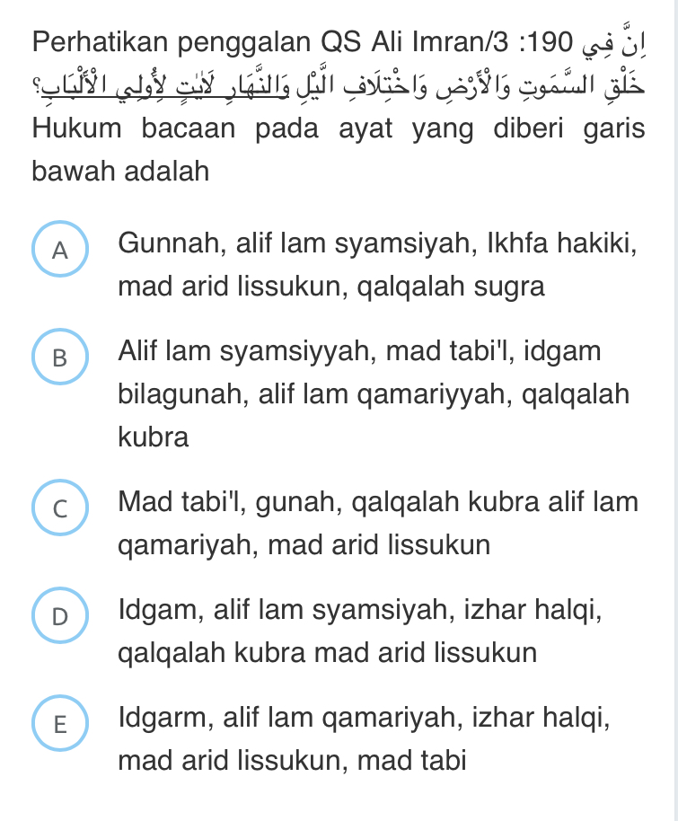 Perhatikan penggalan QS Ali Imran/3 190 | StudyX