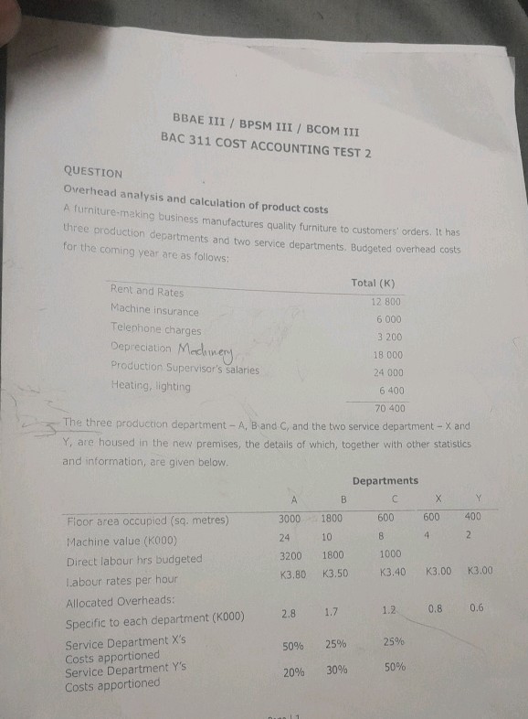 BBAE III / BPSM III / BCOM III BAC 311 COST | StudyX