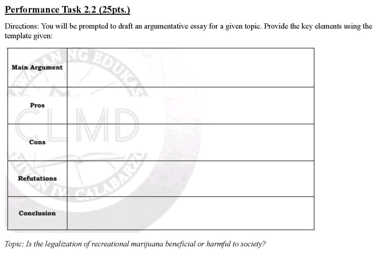 Performance Task 22 (25pts) Directions You | StudyX