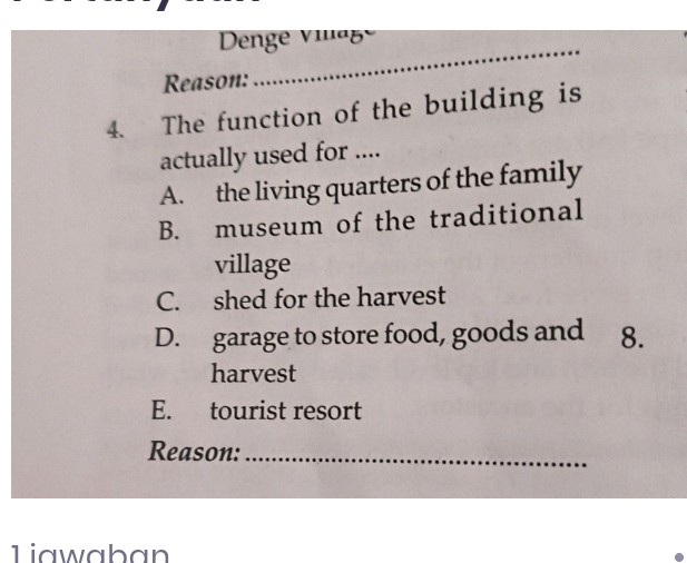 4 Denge village Reason The function of the | StudyX