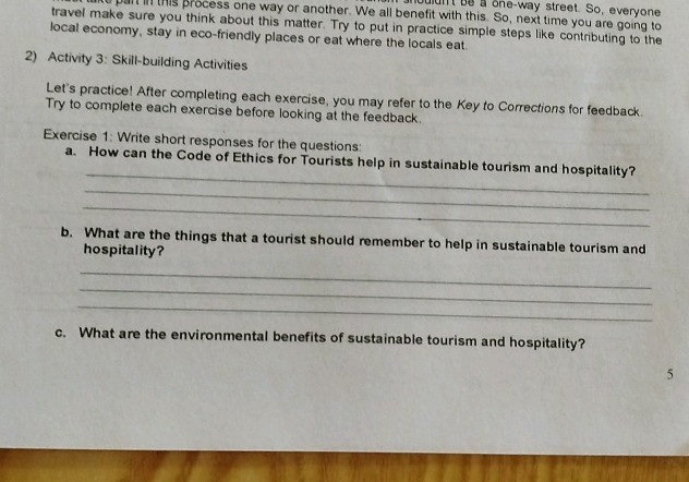 Exercise 1 Write short responses for the | StudyX