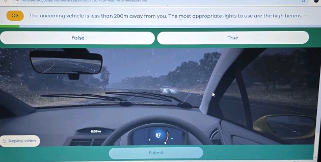 Q3 The oncoming vehicle is less than 200m