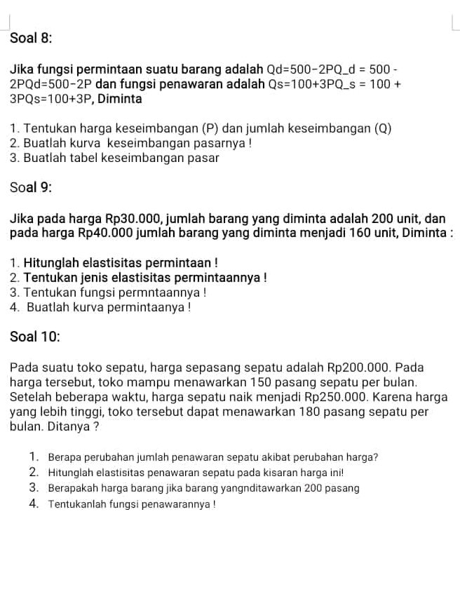 Soal 8 Jika fungsi permintaan suatu barang | StudyX