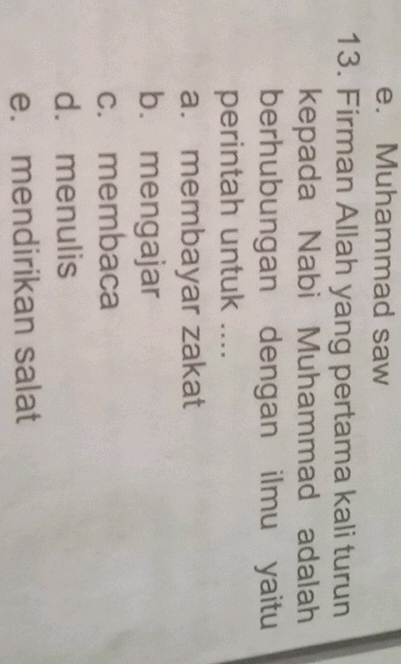 e Muhammad saw 13 Firman Allah yang pertama | StudyX