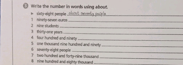 Write the number in words using about | StudyX