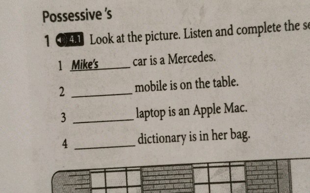 Possessive s 1 41 Look at the picture Listen | StudyX
