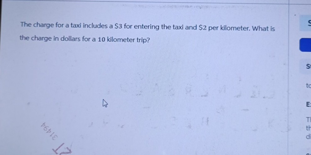 The charge for a taxi includes a 3 for | StudyX