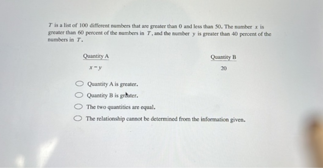 T is a list of 100 different numbers that | StudyX