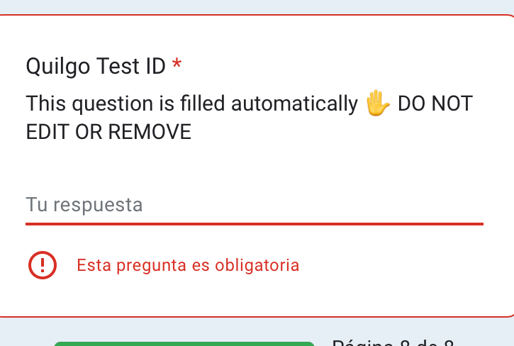 Quilgo Test ID This question is filled