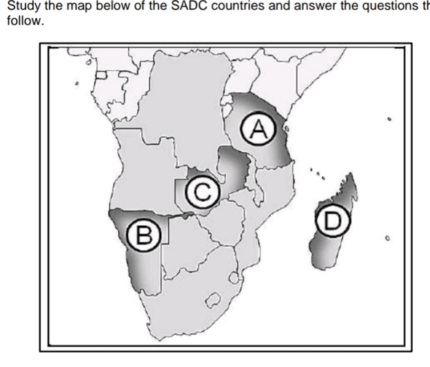 Study the map below of the SADC countries | StudyX