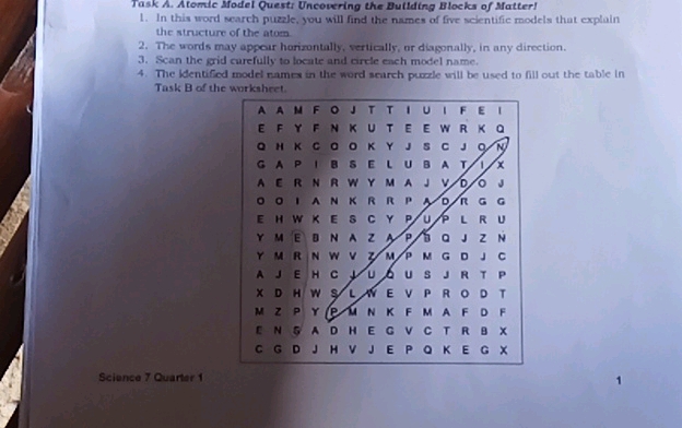 Task A Atomic Model Quest Uncowring the | StudyX