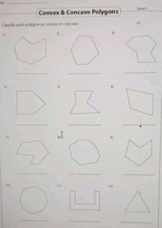 Convex Concave Polygons Sheet 1 Classify | StudyX