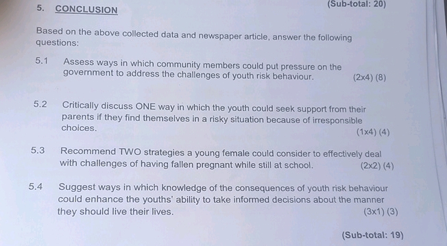 5 CONCLUSION (Sub-total 20) Based on the | StudyX