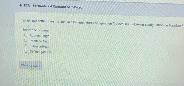 FCA - FortiGate 74 Operator Self-Paced Which | StudyX