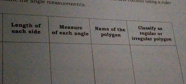 angle measurements Length of each side | StudyX