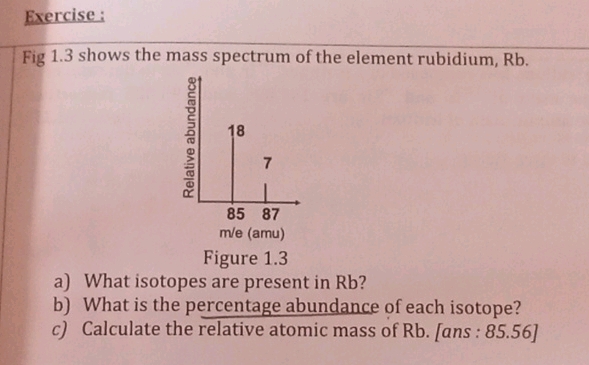 Exercise Fig 13 shows the mass spectrum of | StudyX