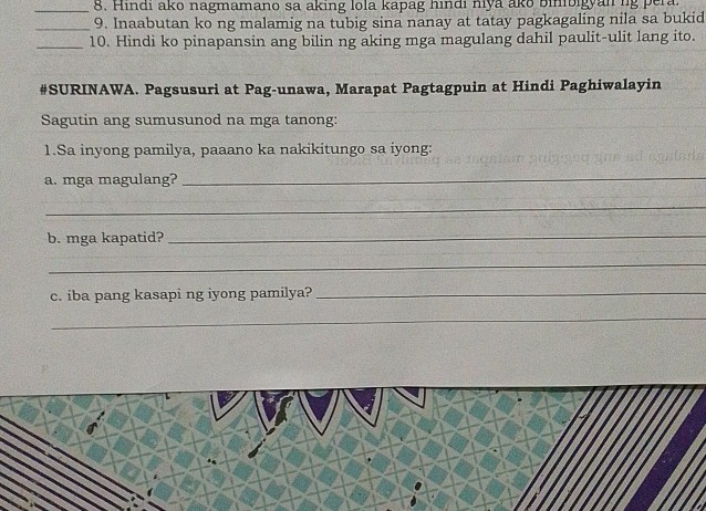 8 Hindi ako nagmamano sa aking lola kapag | StudyX