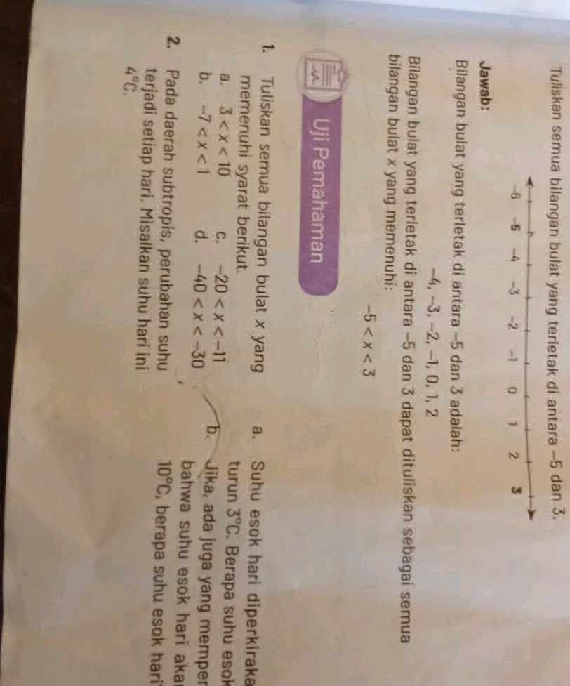 Tuliskan semua bilangan bulat yang terletak | StudyX