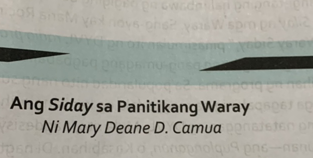 Ang Siday sa Panitikang Waray Ni Mary Deane | StudyX