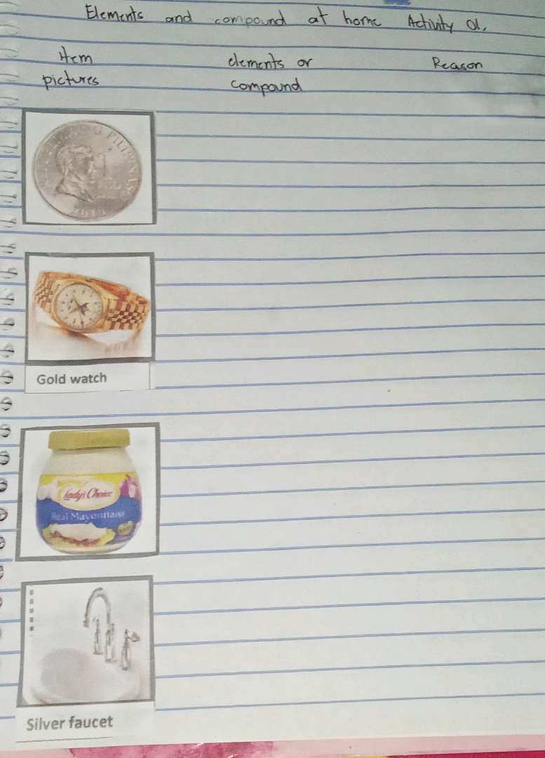 Elements and compound at home Activity OI | StudyX