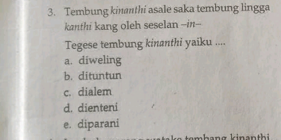3 Tembung kinanthi asale saka tembung | StudyX