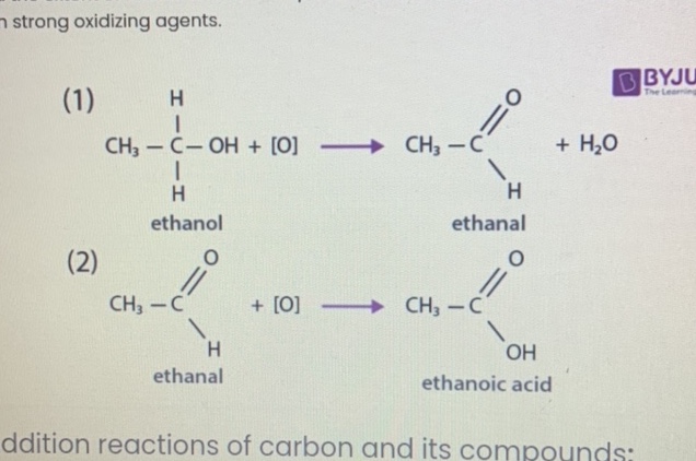 1 strong oxidizing agents (1) BYJU ethanol | StudyX