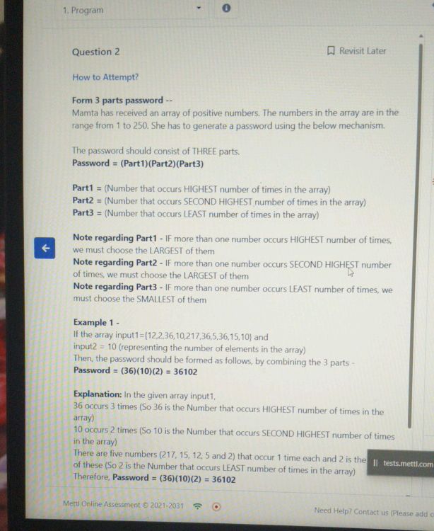 1 Program Question 2 Revisit Later How to | StudyX