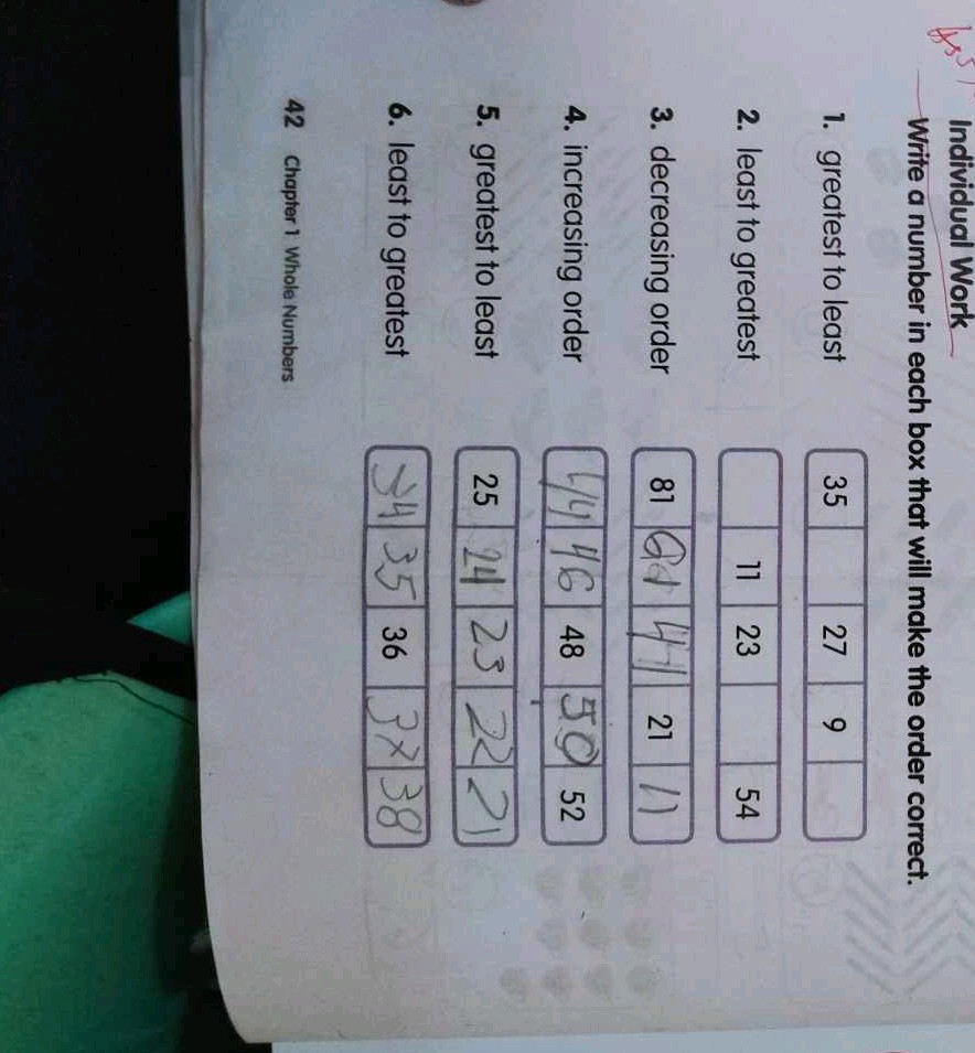 Individual Work Write a number in each box | StudyX