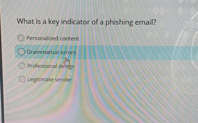 What is a key indicator of a phishing email | StudyX