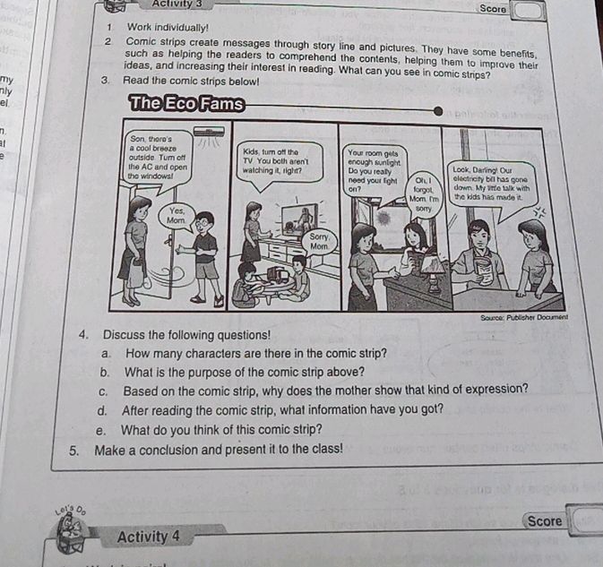 Score 1 Work individually 2 Comic strips | StudyX
