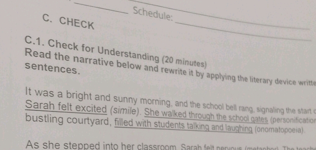 C CHECK Schedule C1 Check for Understanding | StudyX