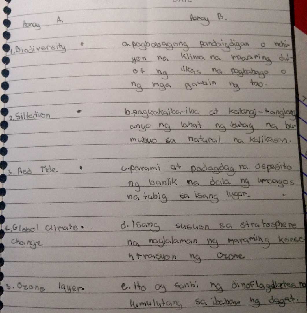 kanay A Aancy B 1 Biodiversity 2 Siltation - | StudyX