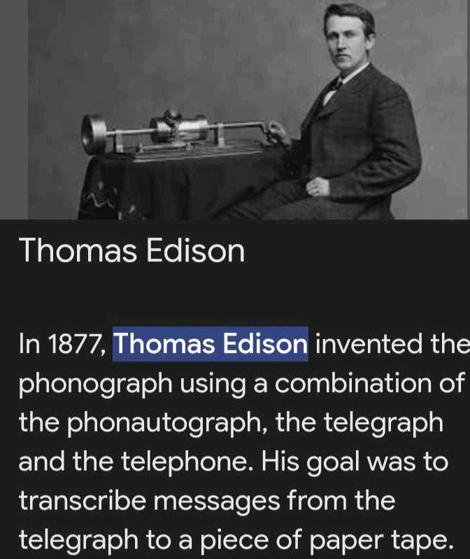 Thomas Edison In 1877 Thomas Edison | StudyX
