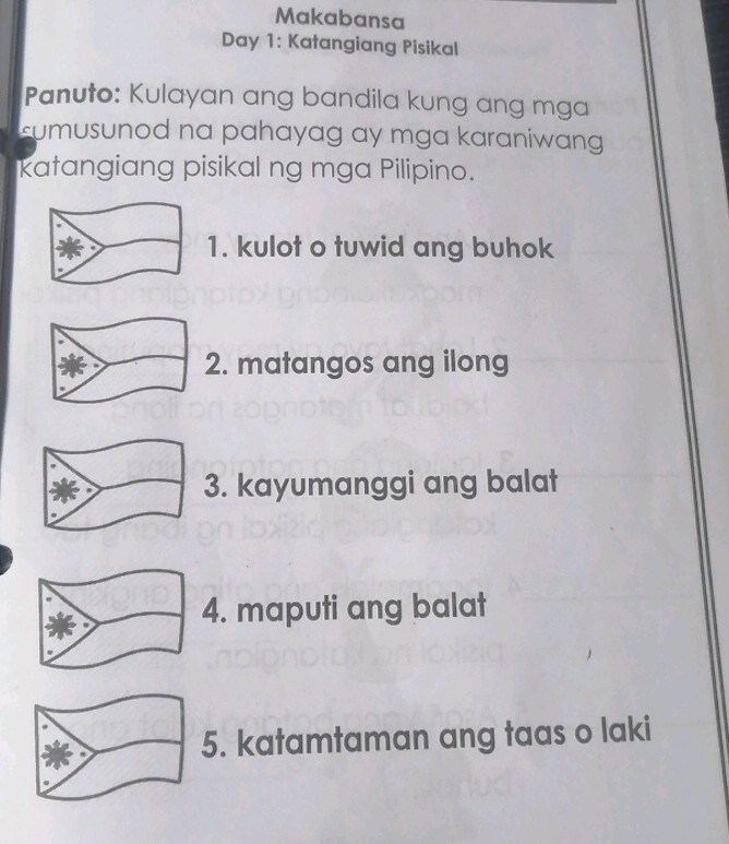 Makabansa Day 1 Katangiang Pisikal Panuto | StudyX