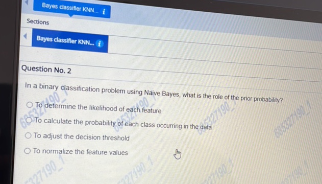 Bayes classiffer KNN i Sections Bayes | StudyX