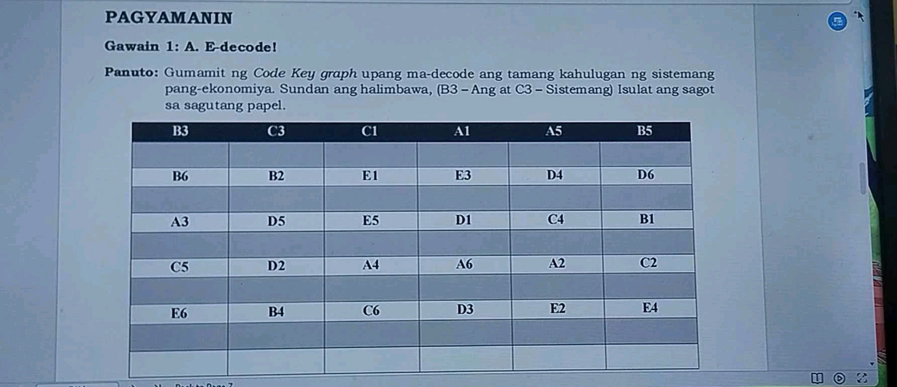 PAGYAMANIN Gawain 1 A E-decode Panuto | StudyX